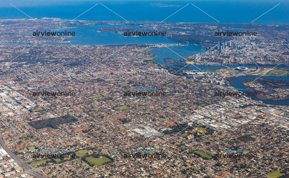 Aerial Photography Belmont Forum Shopping Centre facing Perth CBD ...