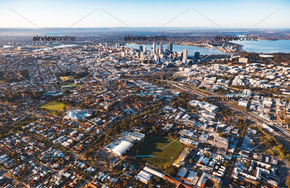 Aerial Photography Leederville towards Perth CBD - Airview Online