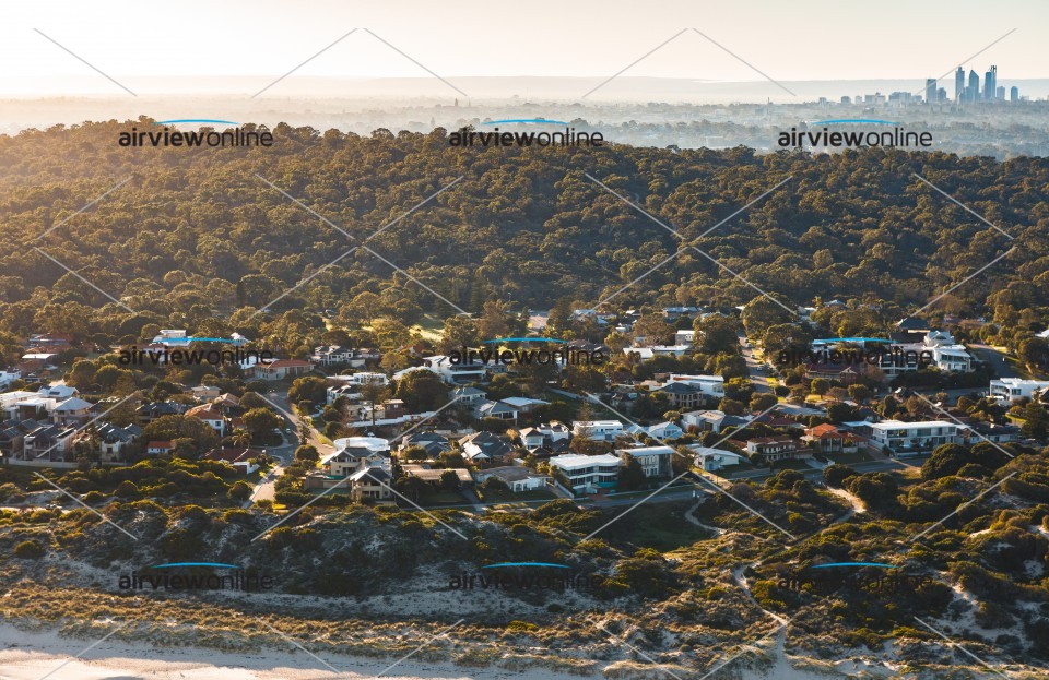 Aerial Photography City Beach towards Perth CBD at Sunrise - Airview Online