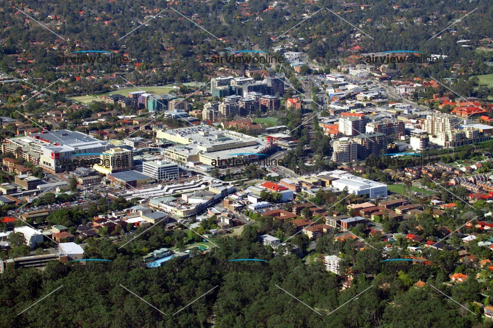 Aerial Photography Hornsby CBD closeup - Airview Online