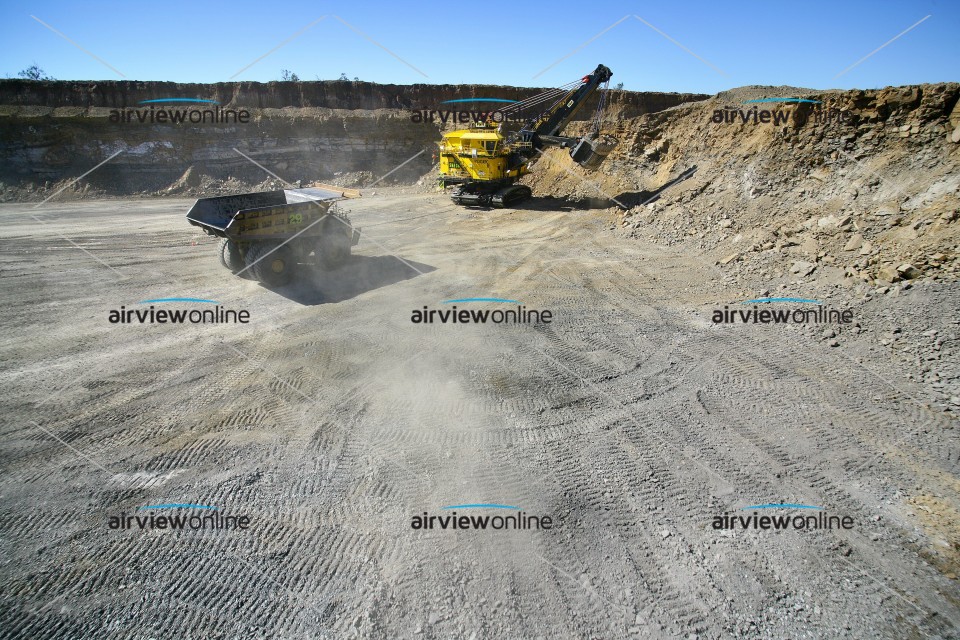 Aerial Photography Mining Shovel and Dump Truck - Airview Online